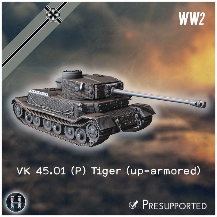 3D Printable German WW2 pack No. 12 - Tiger (P) and variants - Germany ...