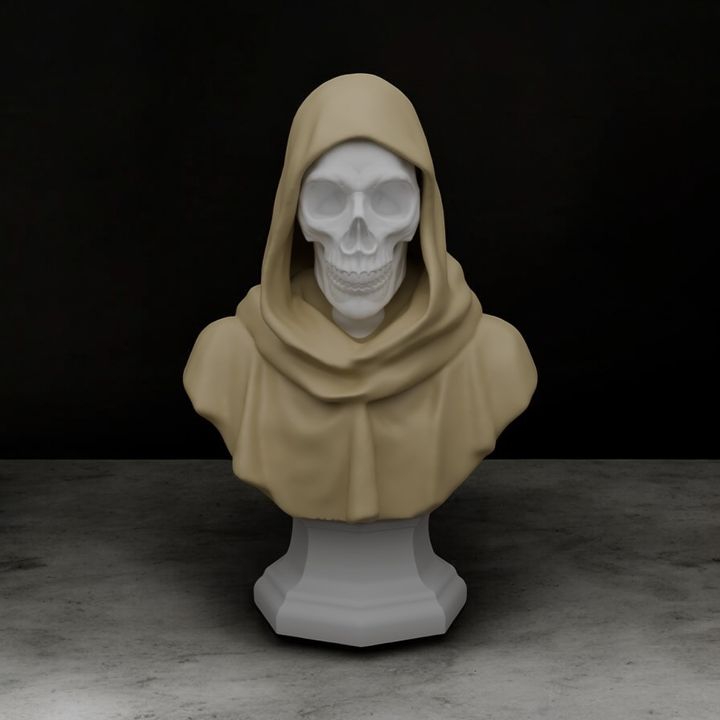 3D Printable Hooded Skeleton Bust by MysticMesh3D