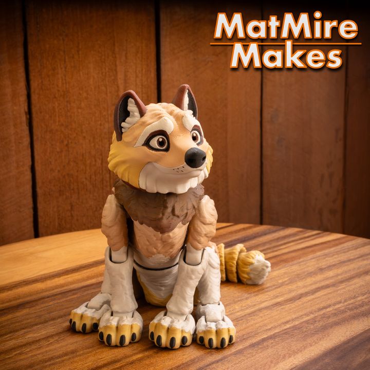 3D Printable Wolf, Articulated fidget figure, Multicolor 3MF included ...