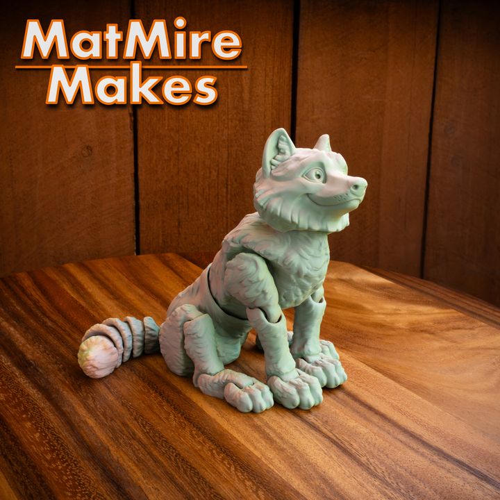 3D Printable Wolf, Articulated fidget figure, Multicolor 3MF included ...