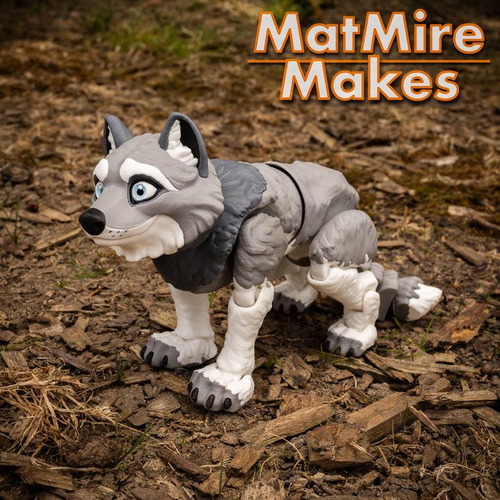 3D Printable Wolf, Articulated fidget figure, Multicolor 3MF included ...