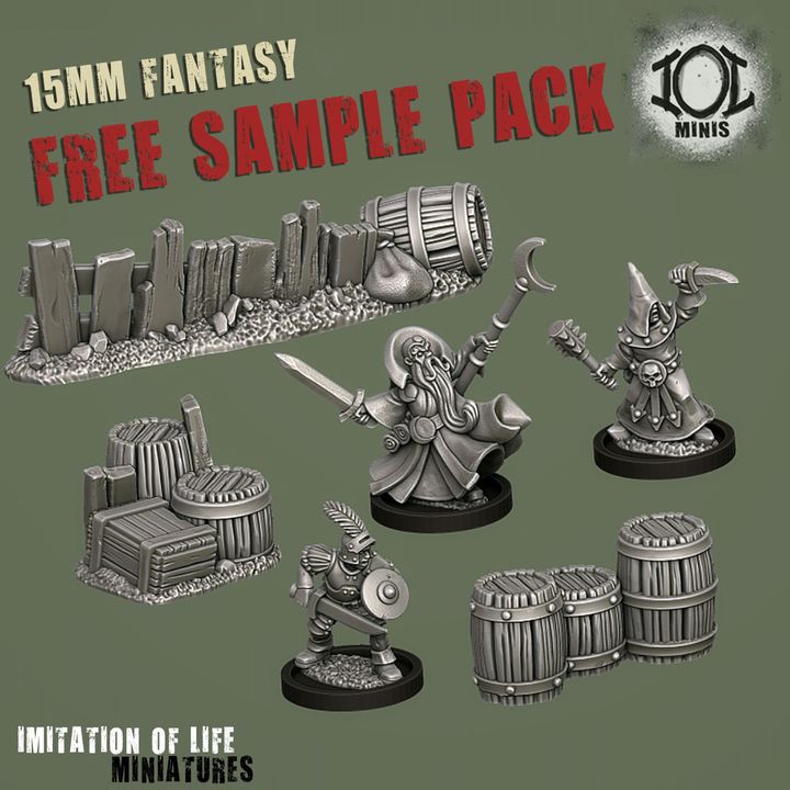 3D Printable 15mm Fantasy: Free Sample Pack by Imitation of Life Miniatures