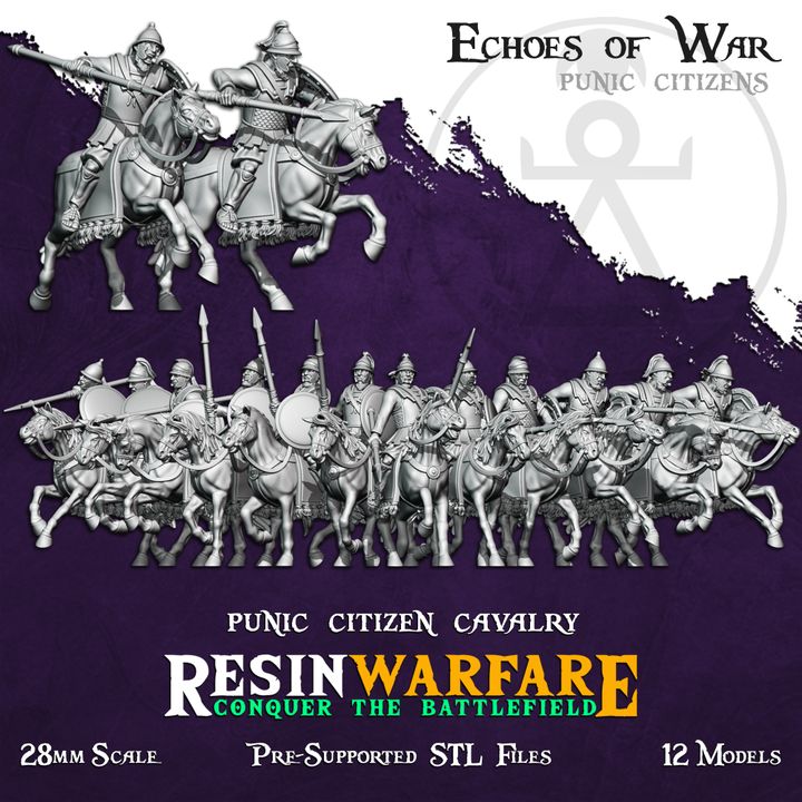 3D Printable Punic Citizen Cavalry - Echoes of War: Punic Wars by ResinWarfare
