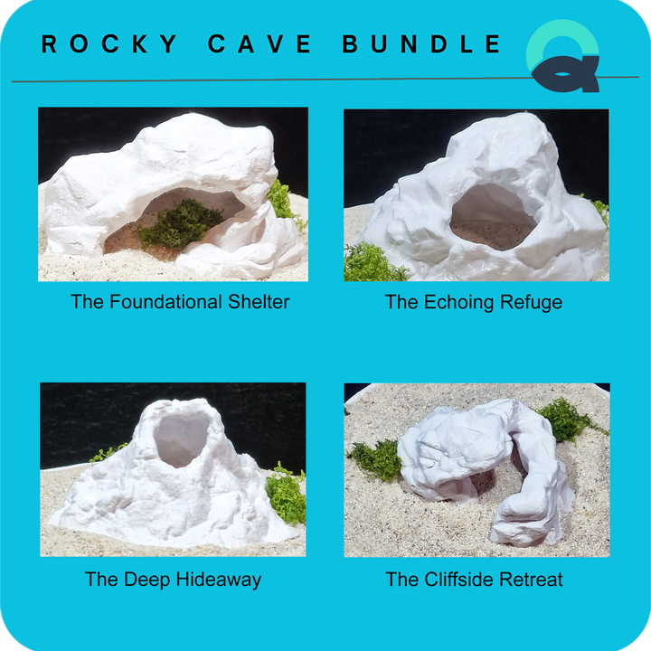 3D Printable 4 Aquarium & Terrarium Caves Bundle, Natural Look Rocky ...