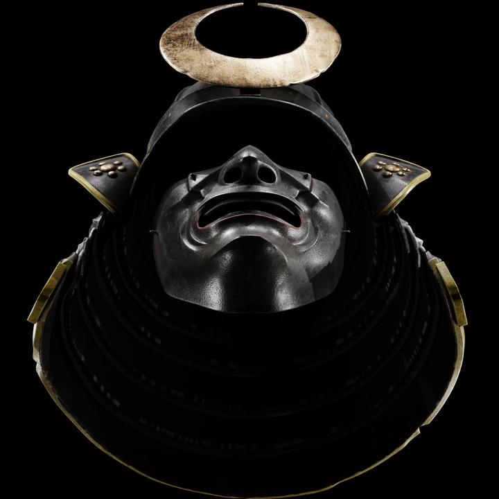 3D Printable 👹 GHOST OF TSUSHIMA - MEMPO & SAMURAI HELMET SET - JIN ...