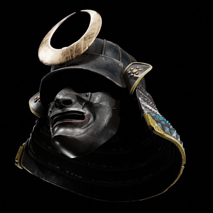 3D Printable 👹 GHOST OF TSUSHIMA - MEMPO & SAMURAI HELMET SET - JIN ...