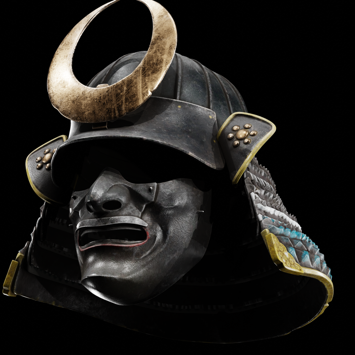 3D Printable 👹 GHOST OF TSUSHIMA - MEMPO & SAMURAI HELMET SET - JIN ...