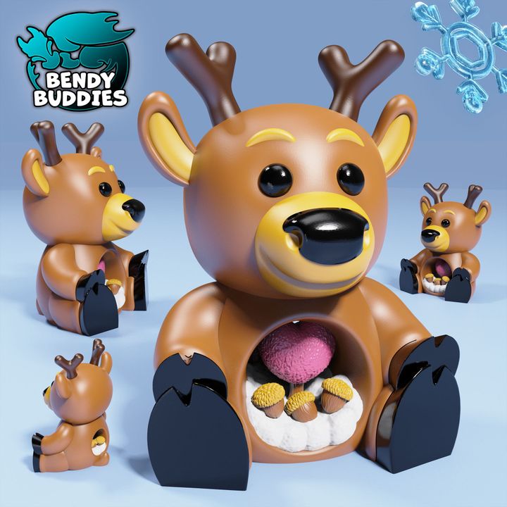 3D Printable Deer Love Teddy / Cute Stag Animal / Collectible Beast ...