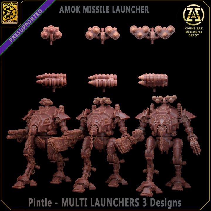 3D Printable Amok Pintle Multi Launchers - 3 Designs - Triple / Quad ...
