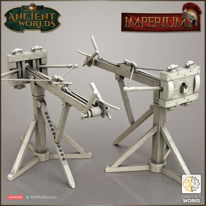 3D Printable 28mm Roman Scorpion catapult with crew by Gadgetworks