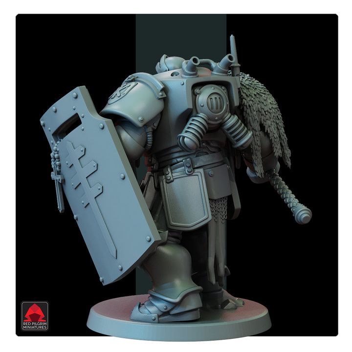 3D Printable Lieutenant in Machine Armour by Jukko