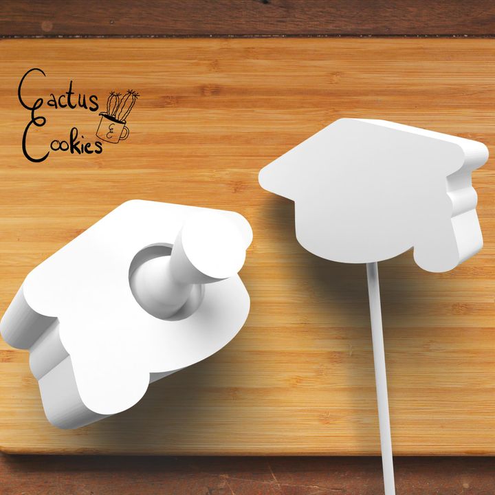 3D Printable Graduation Cap Cake Pop Mold 0883_1 by James-Jason Beckers