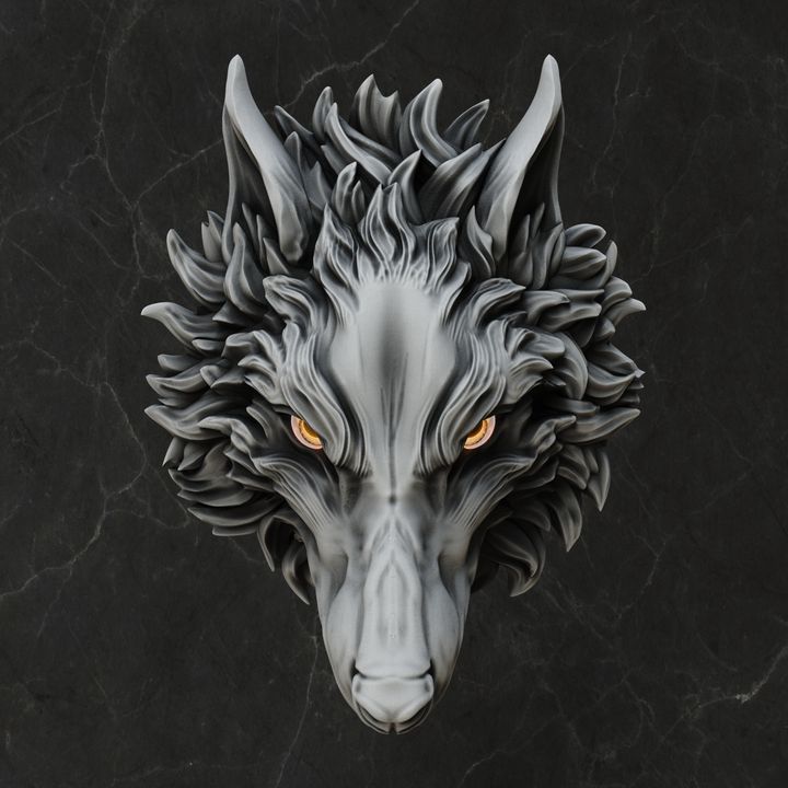 3D Printable Wolf Head - Wall Decoration (Pre-Supported) by Fotis Mint Studios