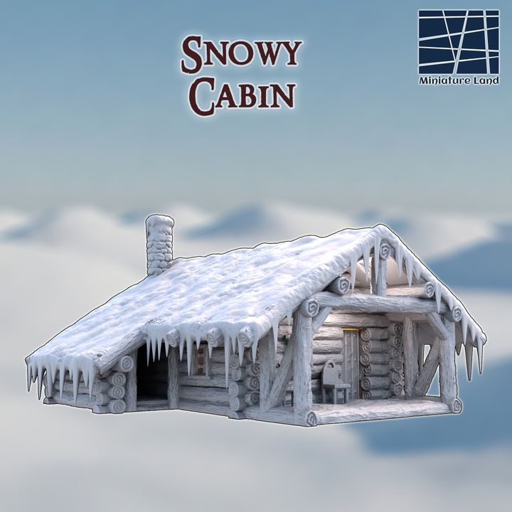 3D Printable Snowy Cabin - Tabletop Terrain - 28 MM by MiniatureLand
