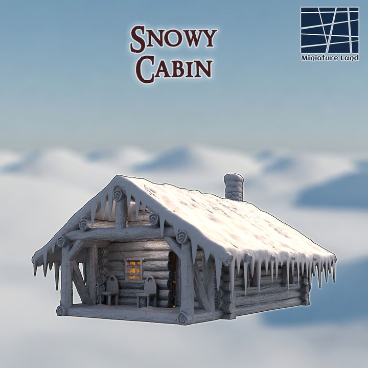 3D Printable Snowy Cabin - Tabletop Terrain - 28 MM by MiniatureLand