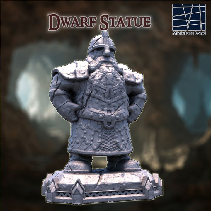 3D Printable Old Dwarf Statue - Tabletop Terrain - 28 MM by MiniatureLand