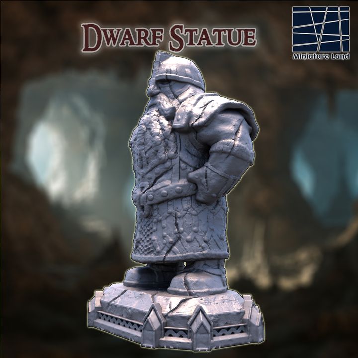 3D Printable Old Dwarf Statue - Tabletop Terrain - 28 MM by MiniatureLand