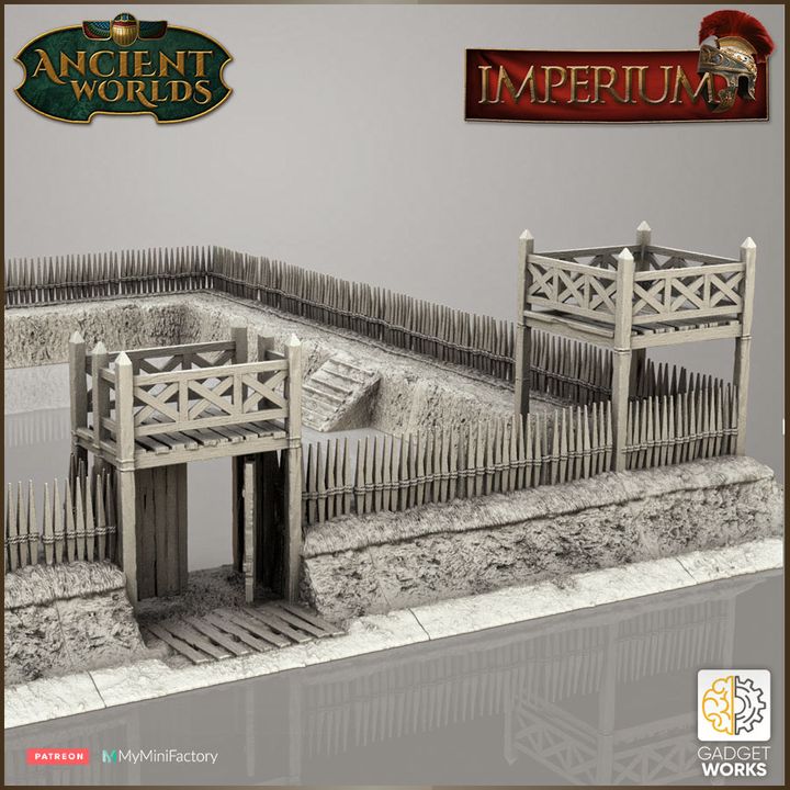 3D Printable 28mm Roman Fort - Modular Marching Fort set by Gadgetworks