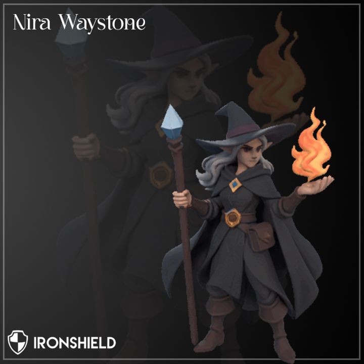 3D Printable Nira Waystone - Human wizard mage fire sorcerer - The ...