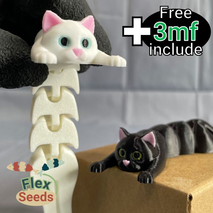 3D Printable Flexi Holding Cat (Print-in-place) by 3D Flexseeds