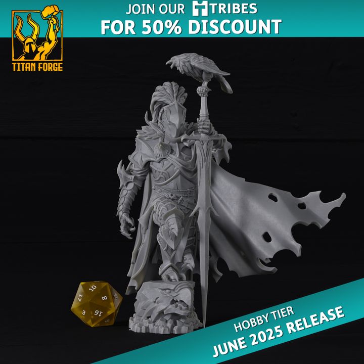3D Printable Raven Knight - Hobby 75mm model. by Titan Forge Miniatures