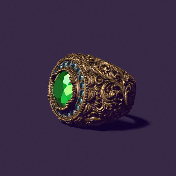 3D Printable Imperial Baroque Signet – Ring for Gold Casting, Size 21.5 ...