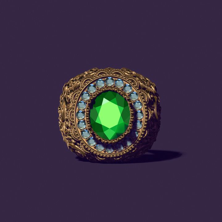 3D Printable Imperial Baroque Signet – Ring for Gold Casting, Size 21.5 ...