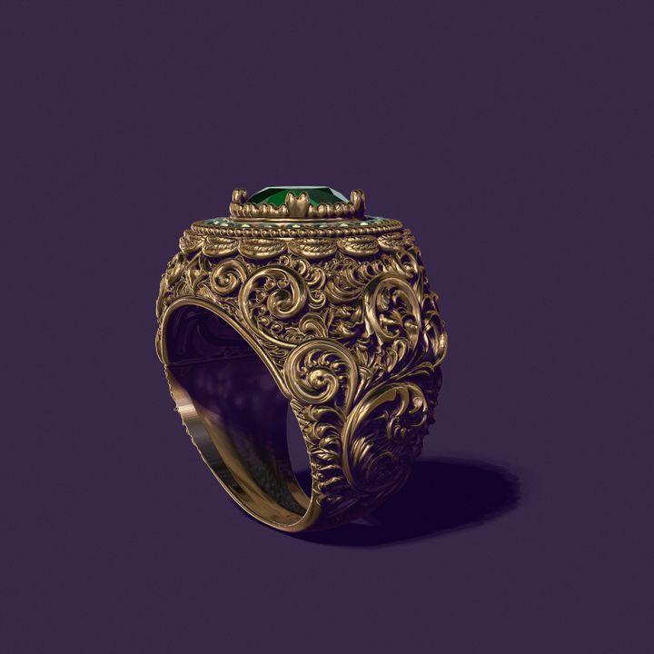 3D Printable Imperial Baroque Signet – Ring for Gold Casting, Size 21.5 ...