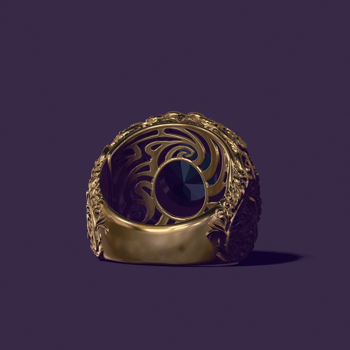 3D Printable Imperial Baroque Signet – Ring for Gold Casting, Size 21.5 ...
