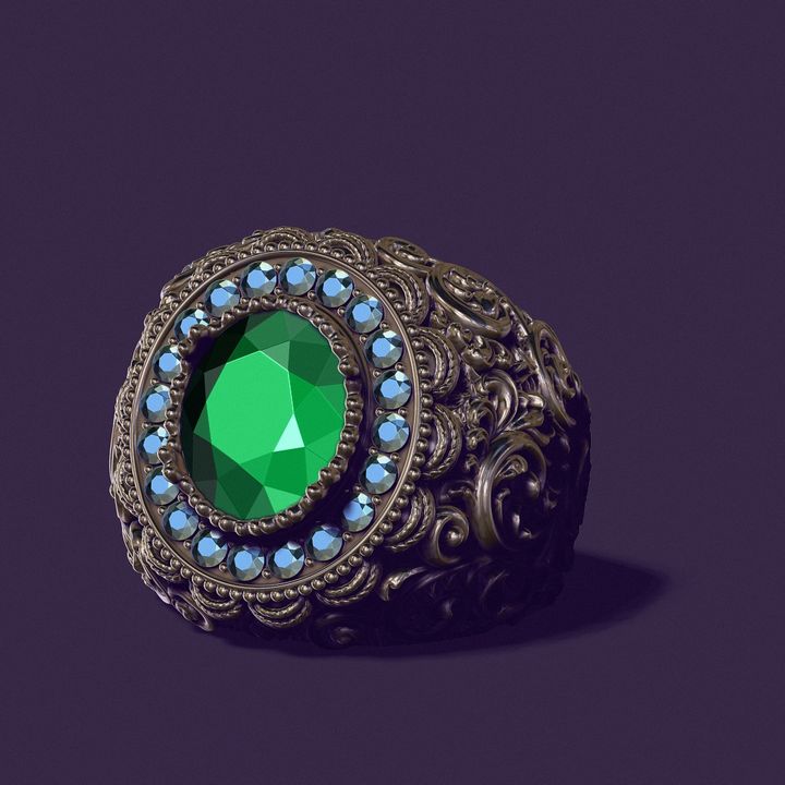 3D Printable Imperial Baroque Signet – Ring for Gold Casting, Size 21.5 ...