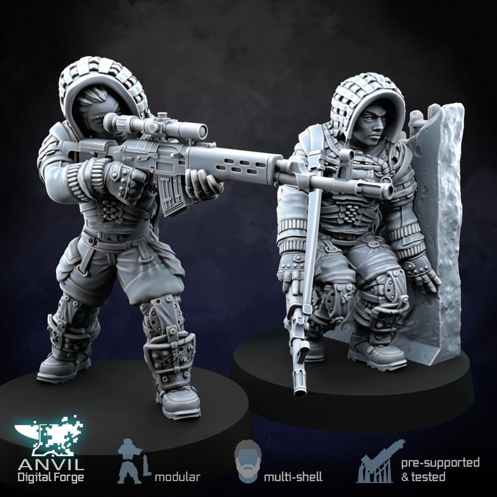 3D Printable Post Apocalypse Mercenaries SVD Scouts - Modular Infantry ...
