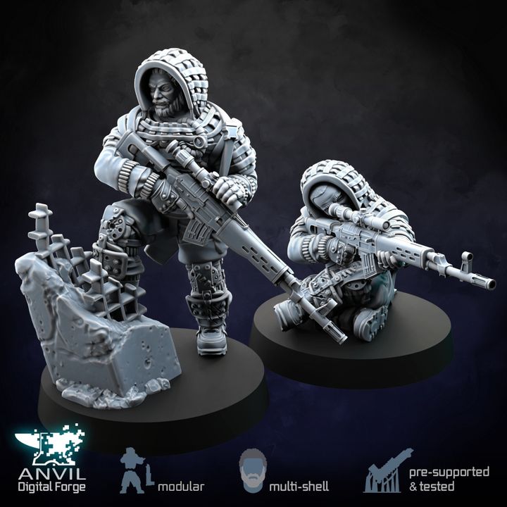 3D Printable Post Apocalypse Mercenaries SVD Scouts - Modular Infantry ...