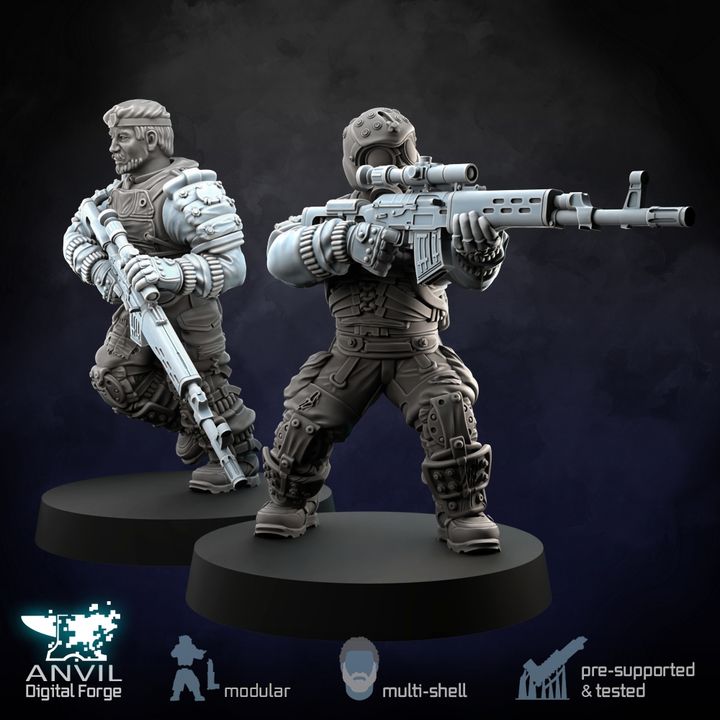 3D Printable Post Apocalypse Mercenaries SVD Scouts - Modular Infantry ...