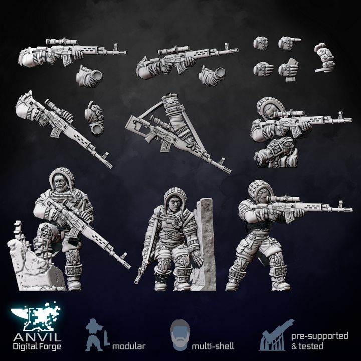 3D Printable Post Apocalypse Mercenaries SVD Scouts - Modular Infantry ...