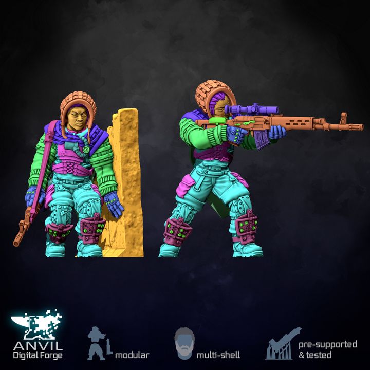 3D Printable Post Apocalypse Mercenaries SVD Scouts - Modular Infantry ...