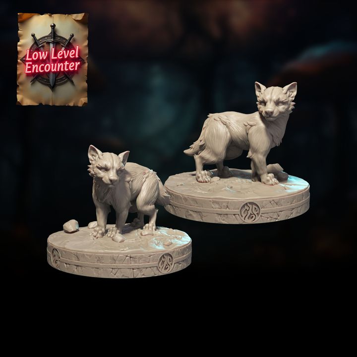 3D Printable Gleaming Jackal Pups by Low Level Encounter