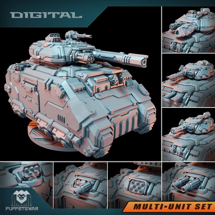 3D Printable Mastiff Heavy Grav Tank by Puppetswar Miniatures