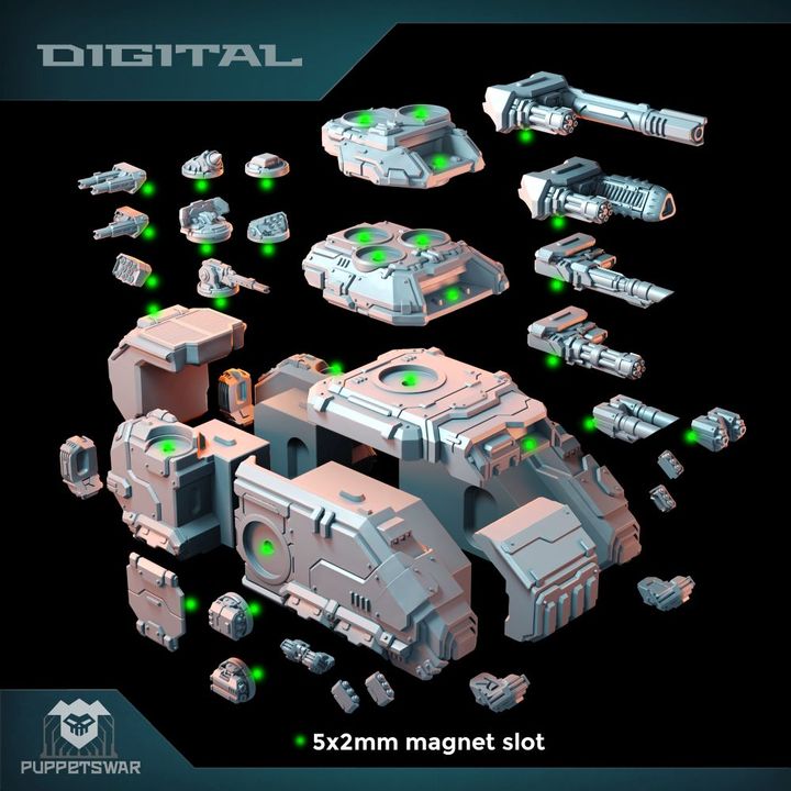 3D Printable Mastiff Heavy Grav Tank by Puppetswar Miniatures