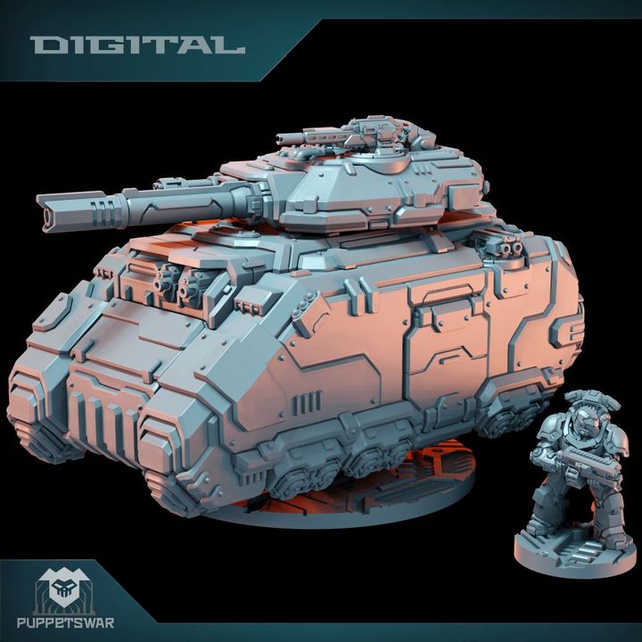 3D Printable Mastiff Heavy Grav Tank by Puppetswar Miniatures