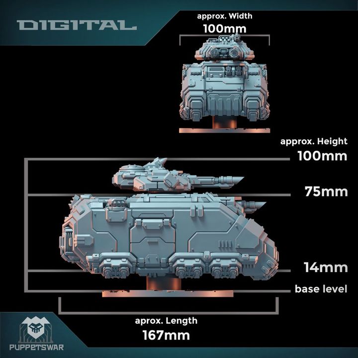 3D Printable Mastiff Heavy Grav Tank by Puppetswar Miniatures