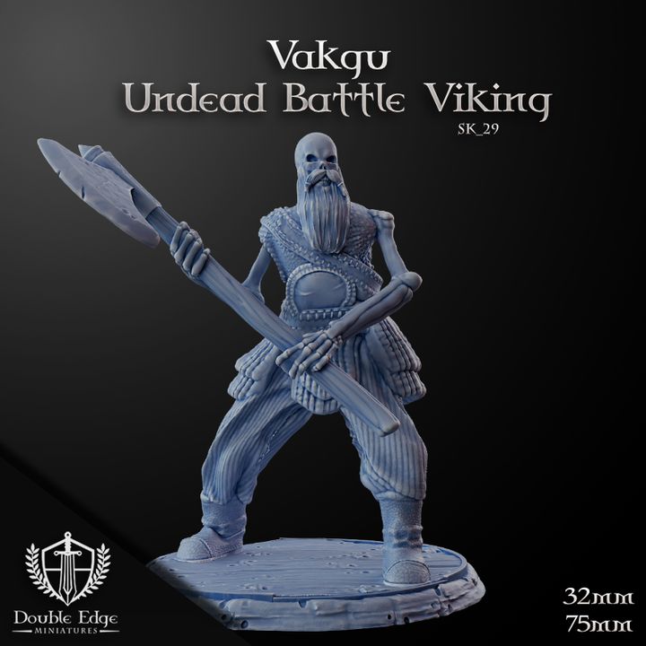 3D Printable Vakgu Undead Battle Viking by Double Edge Miniatures