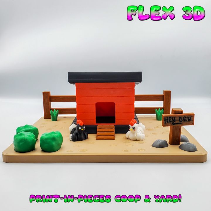 3D Printable Flex 3D Chicken Chunky with Coop and Yard by Flex 3D