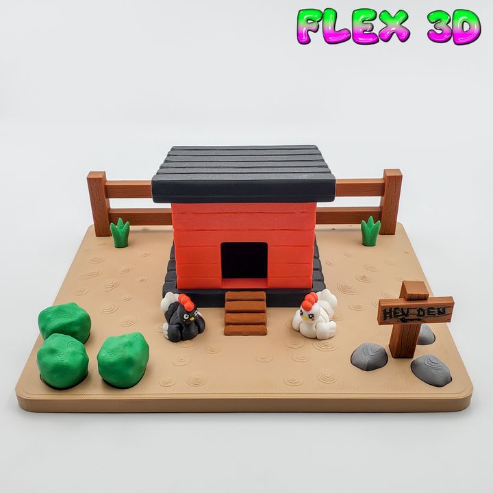 3D Printable Flex 3D Chicken Chunky with Coop and Yard by Flex 3D