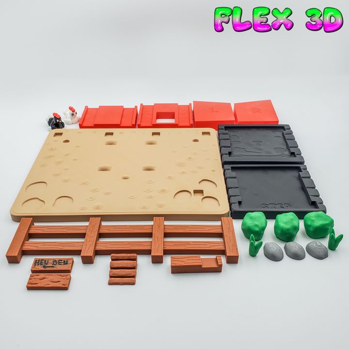 3D Printable Flex 3D Chicken Chunky with Coop and Yard by Flex 3D