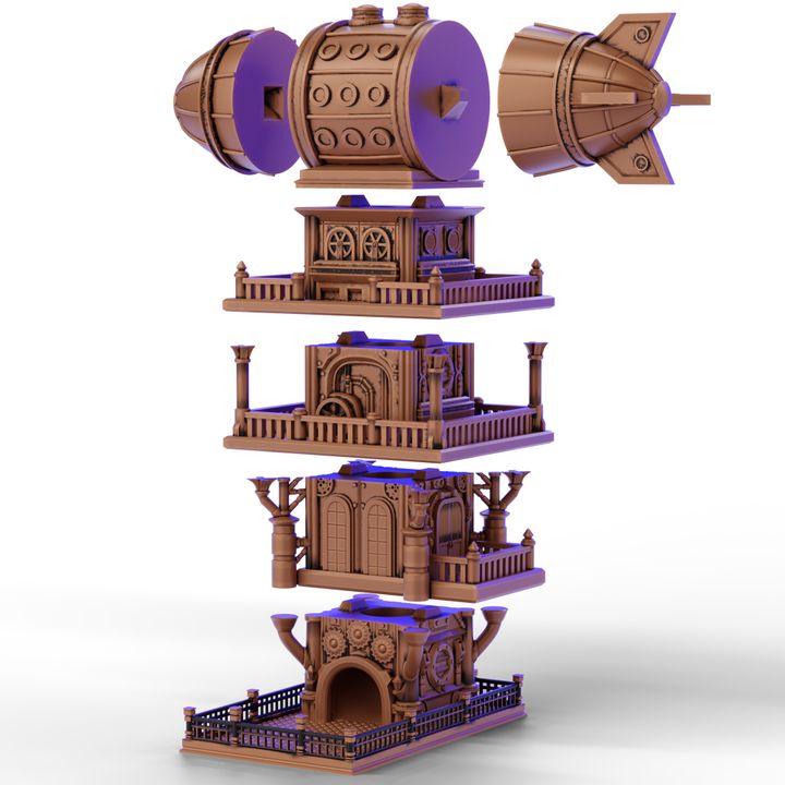 3D Printable Steampunk Airship Dock.zip by Mystic Makers Miniatures