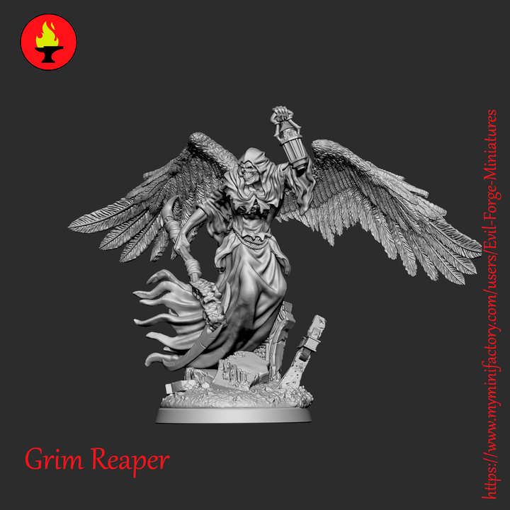 3D Printable Grim Reaper Miniature by Evil Forge Studio