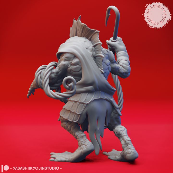 3D Printable Kuo-toa - Hook - Tabletop Miniature by Yasashii Kyojin Studio