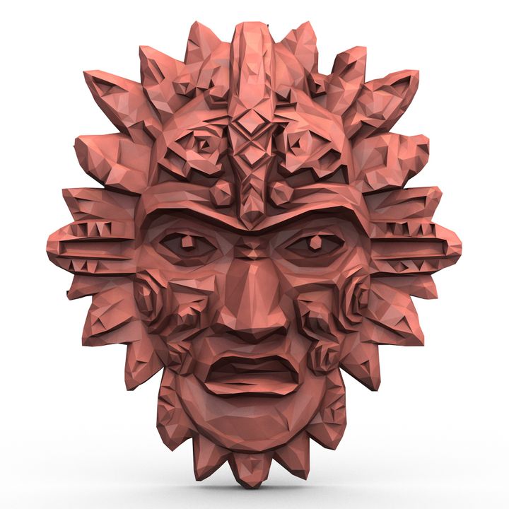 3D Printable Aztec Mask Low Poly by 1xMerch