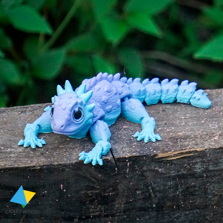 3D Printable Print in place Flexy horned lizard no supports by Craftwin