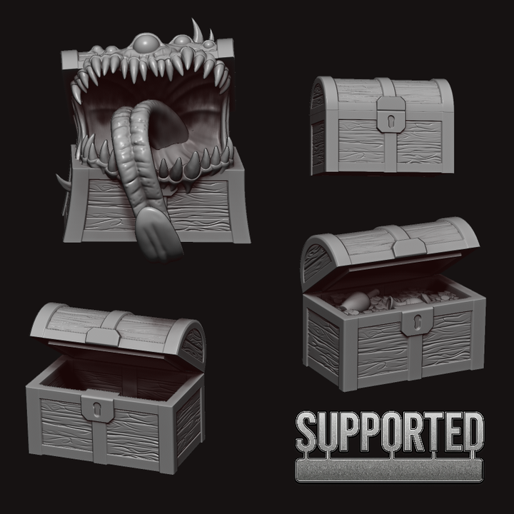 3D Printable Mimic, Treasure chest by exoforge